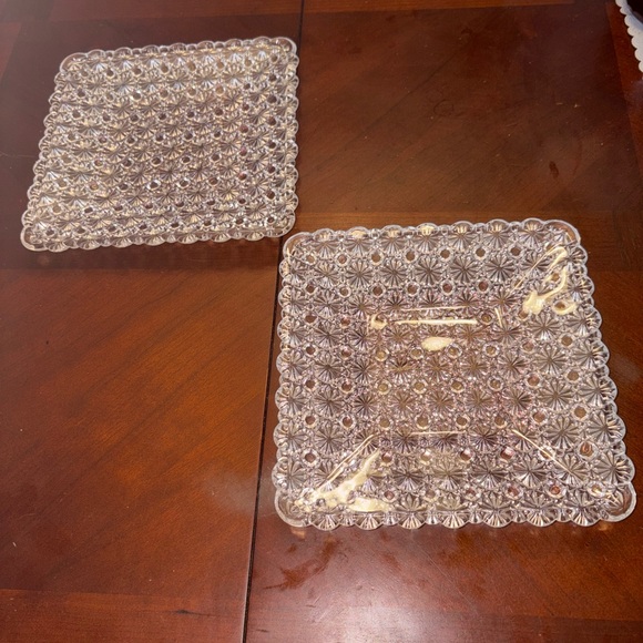 Dining | Vintage Daisy Button Elegant Clear Glass Plates Set Of 2 ...